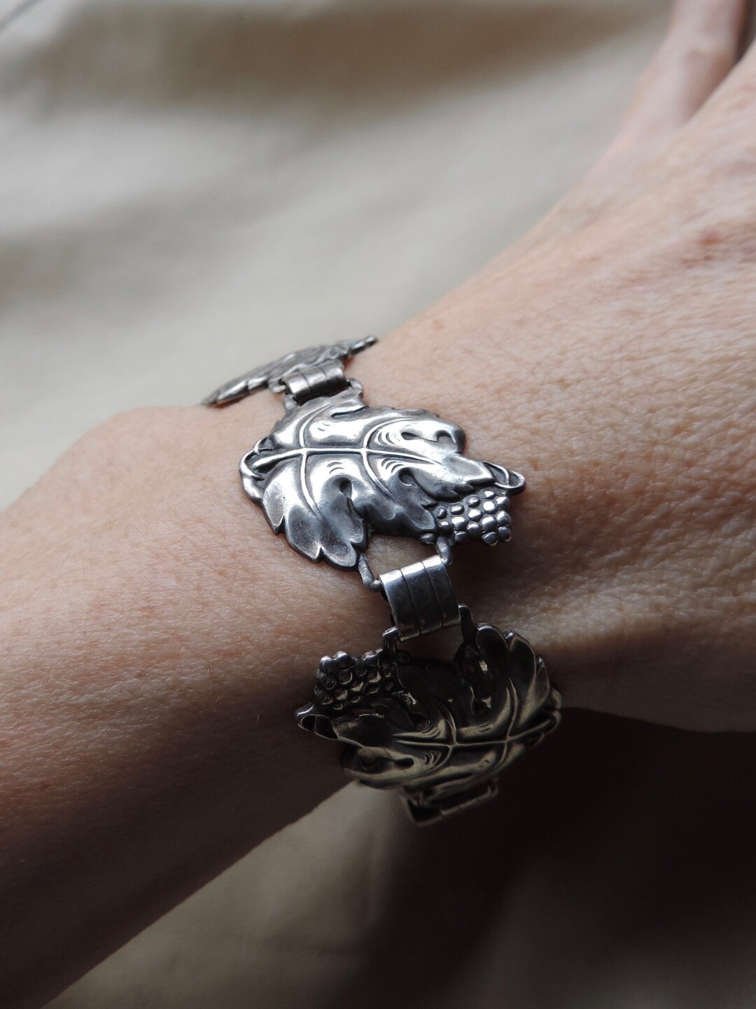 Antique Bracelet Sterling Silver Panel Bracelet Stamped - Etsy