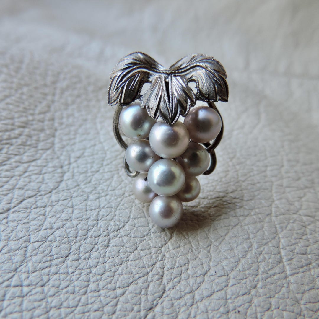 Vintage Real Pearl Sterling Silver Grape Ring Vintage 925 Grape Cluster ...