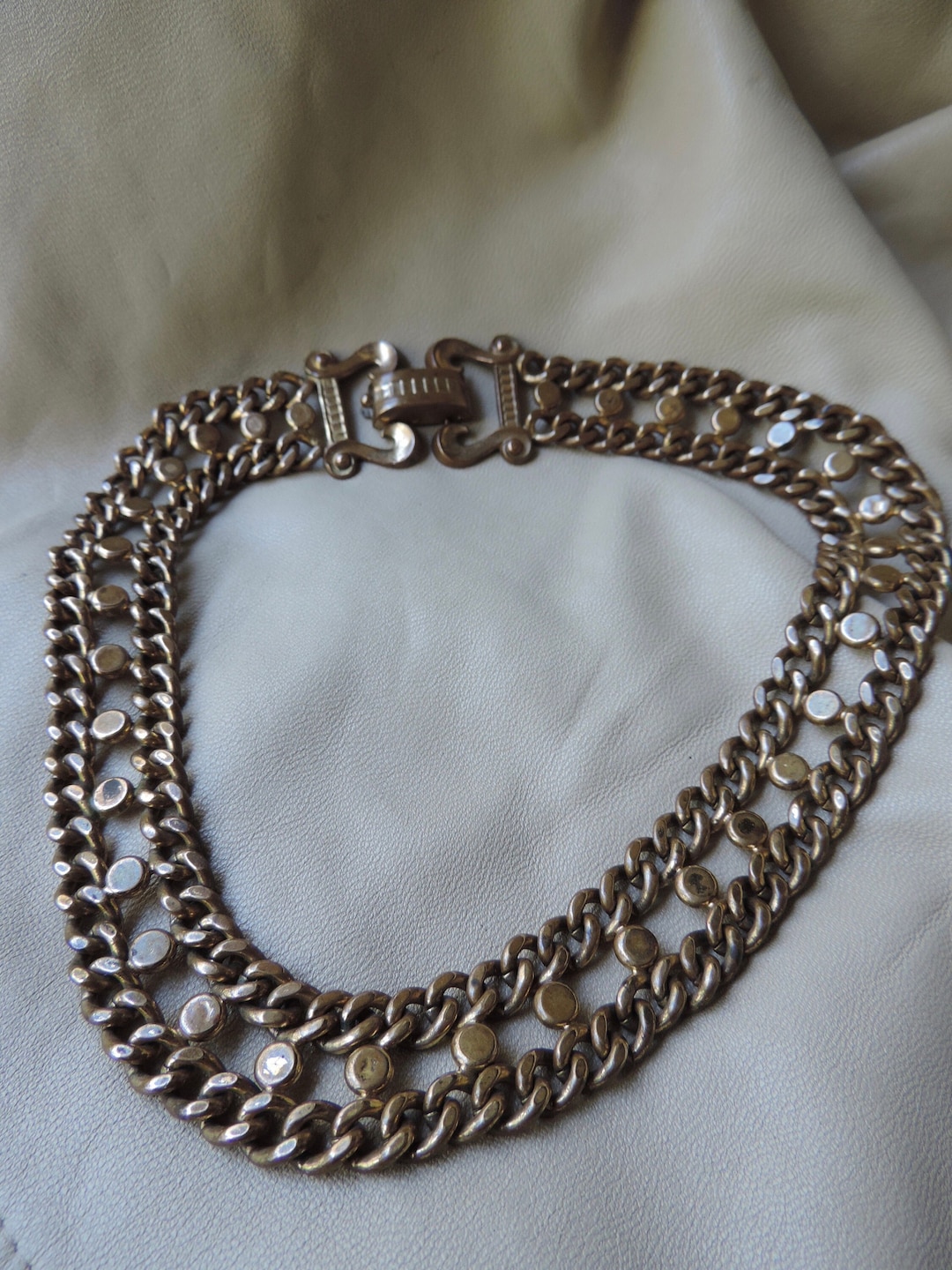 Antique Necklace Heavy Chain Necklace Art Deco Chain Necklace Wide Gold ...