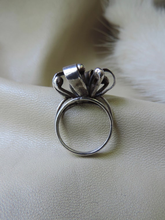 vintage ring sterling silver floral ring handcrafted … - Gem