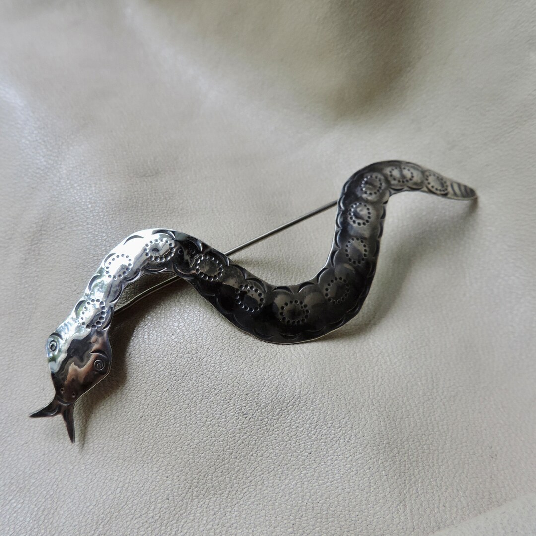 Vintage Sterling Silver Snake Pin Rattlesnake Pin Stamped Sterling ...