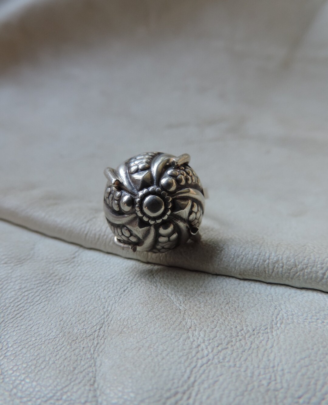 Antique Ring Sterling Silver Converted Button Ring Prong Set Sterling ...