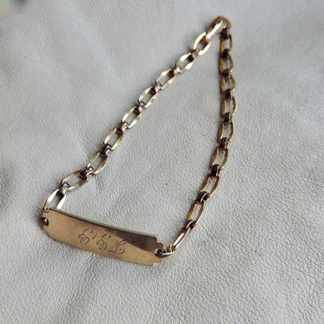 Vintage Chain Bracelet Vintage Gold Plated Id Bracelet 10k Gold Plate ...