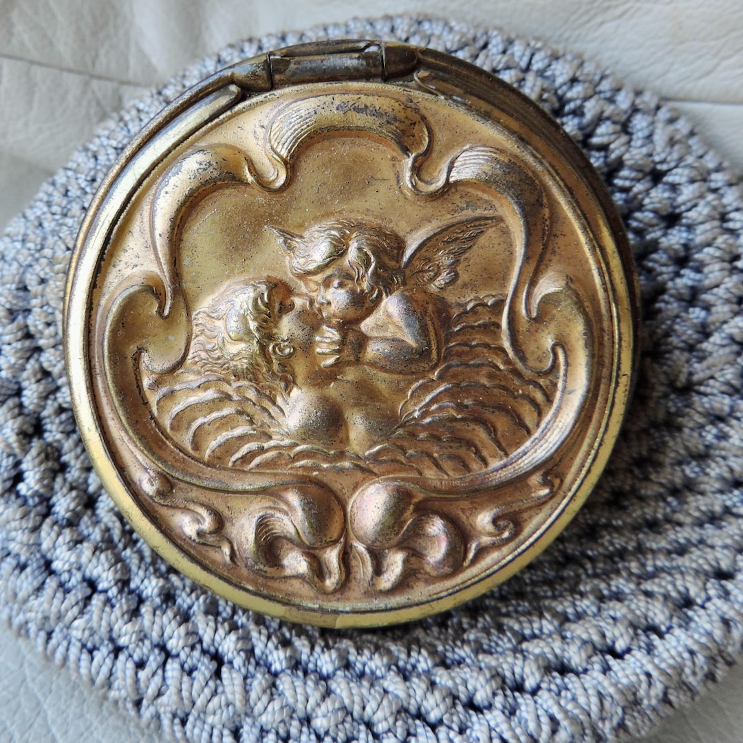 Vintage Crochet Angel Purse Gray Crochet Small Round Bag Art Nouveau ...