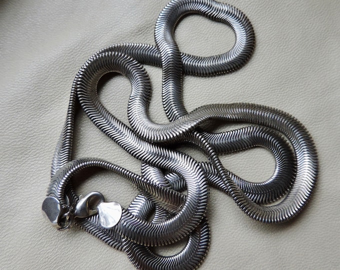 Vintage Snake Chain Silver Snake Chain Wide Snake Chain 1980s Snake ...