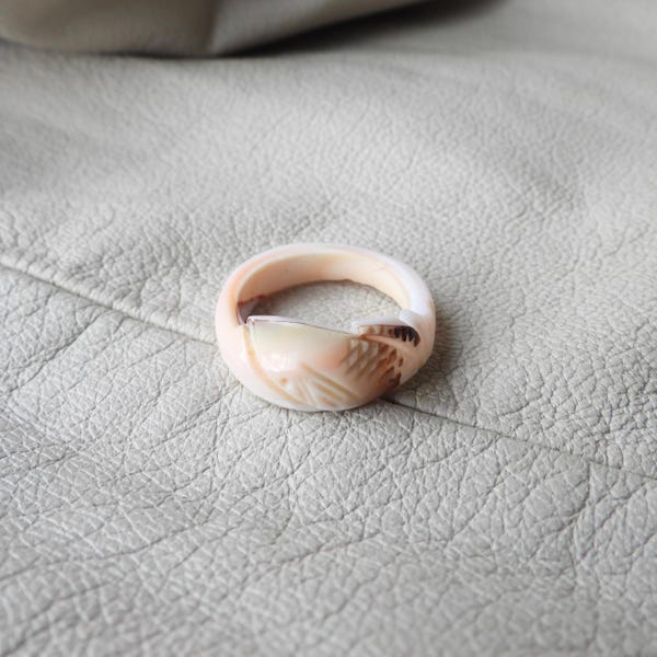 Carved Shell Ring - Etsy