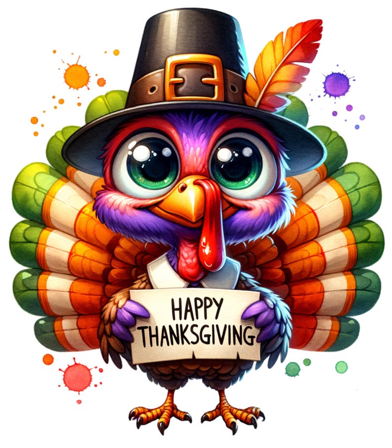 Thanksgiving Clipart, 8 Cute Turkey High Quality Jpgs, Colorful Turkey ...