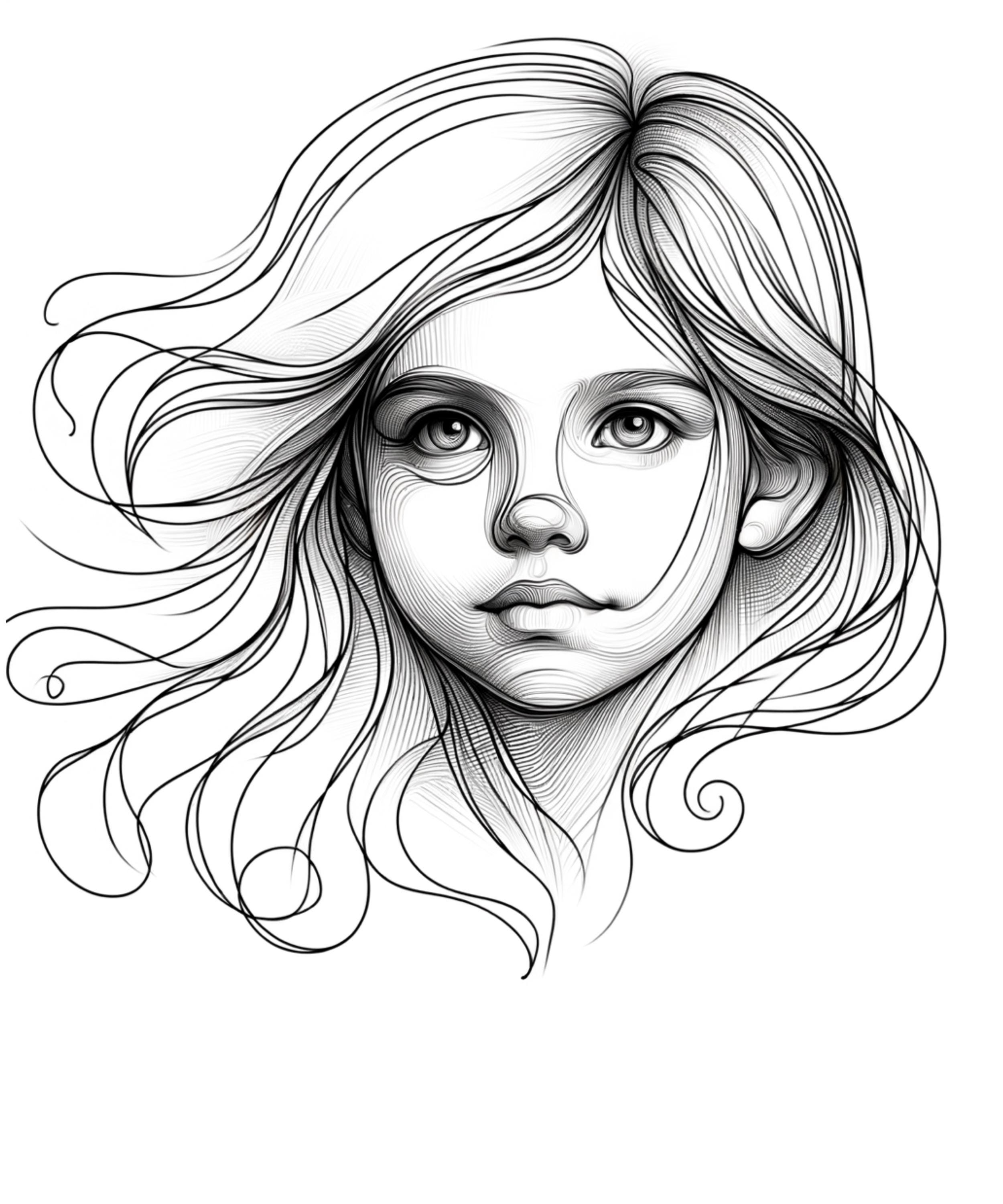 Line Drawing Clipart, 12 Little Girl Clipart, High Quality Jpgs, Junk ...