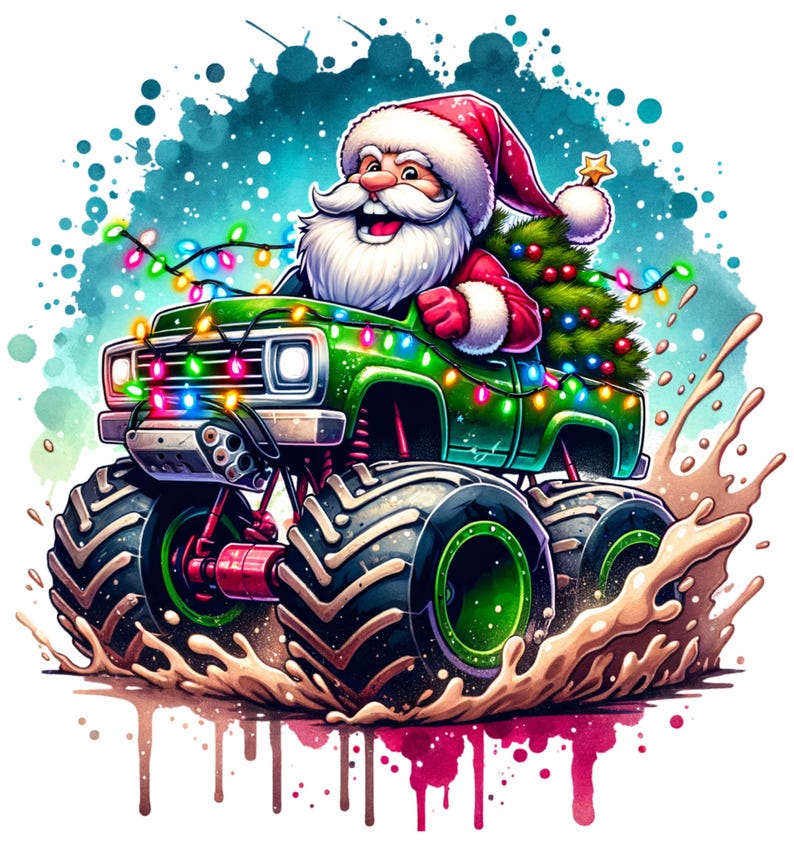 Funny Santa Clipart 5 Christmas Monster Truck High Quality S
