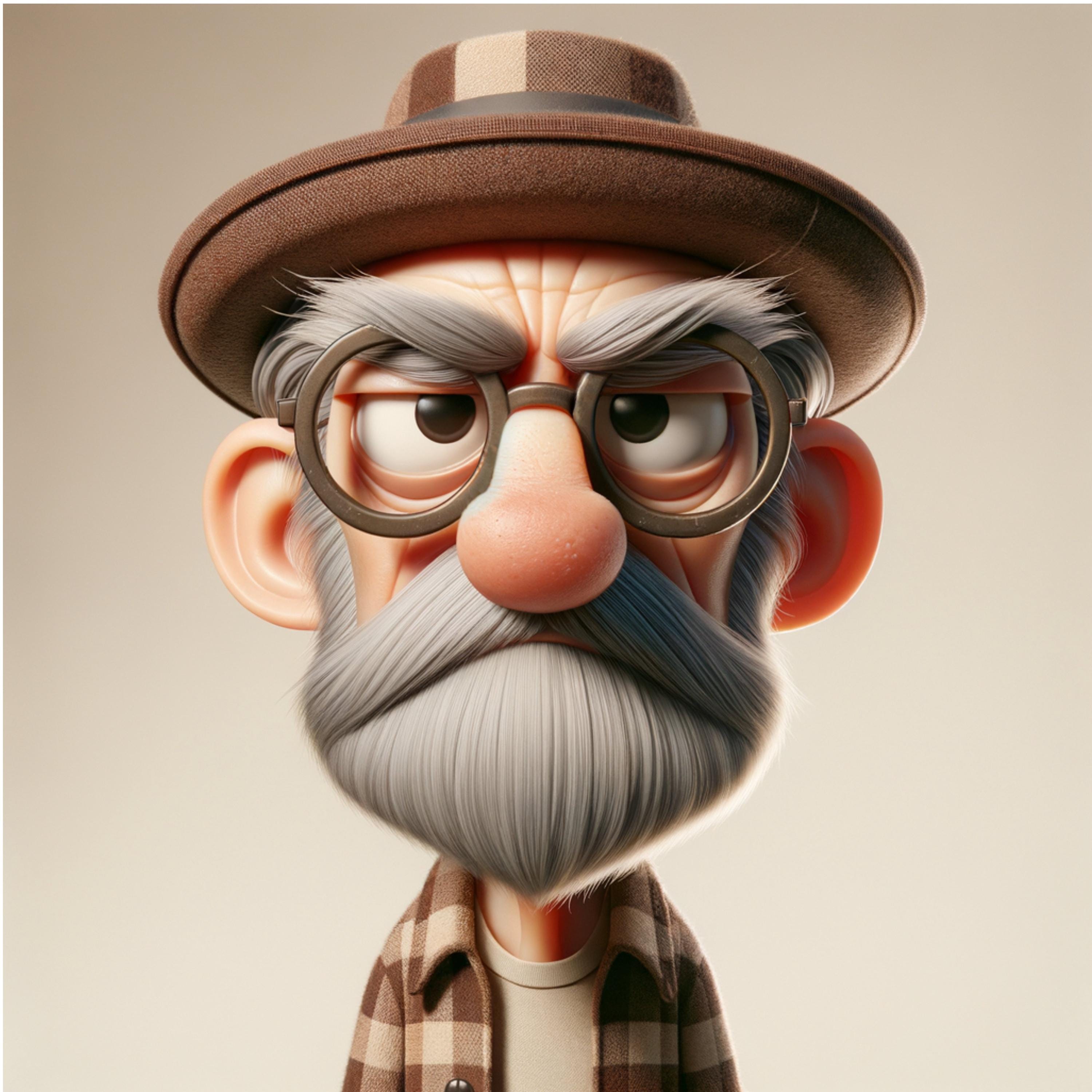 Funny Digital Download, 9 Grumpy Old Man Clipart JPG, Elderly Clipart ...