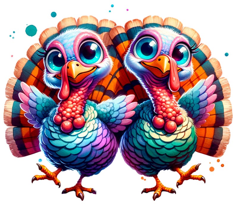 Thanksgiving Clipart, 8 Cute Turkey High Quality Jpgs, Colorful Turkey ...