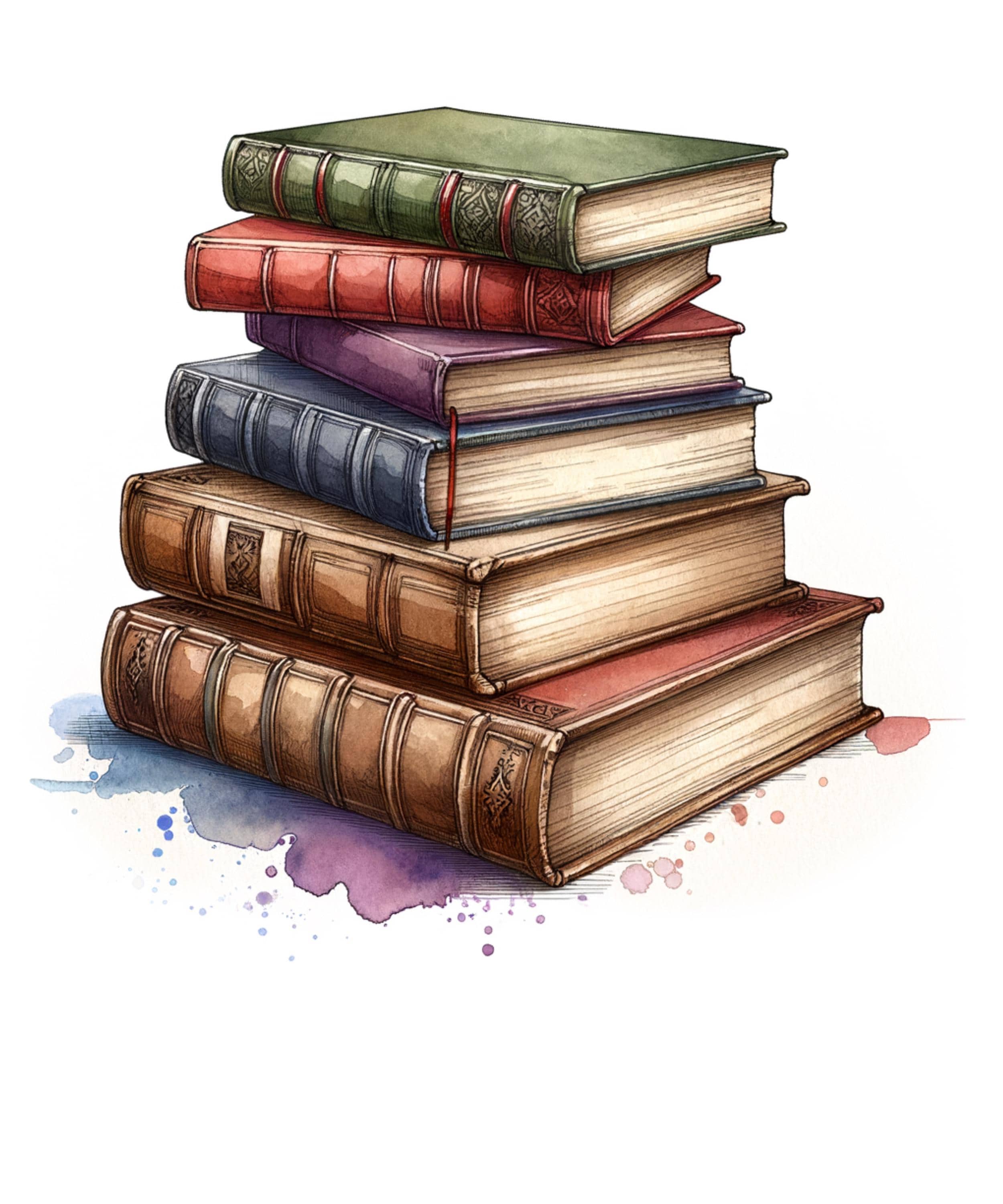 Watercolor Books Clipart, 10 Vintage Books High Quality JPG, Paper ...