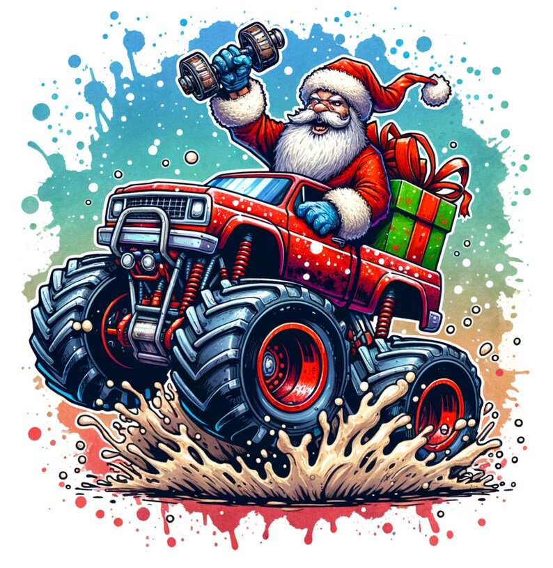 Funny Santa Clipart 5 Christmas Monster Truck High Quality S