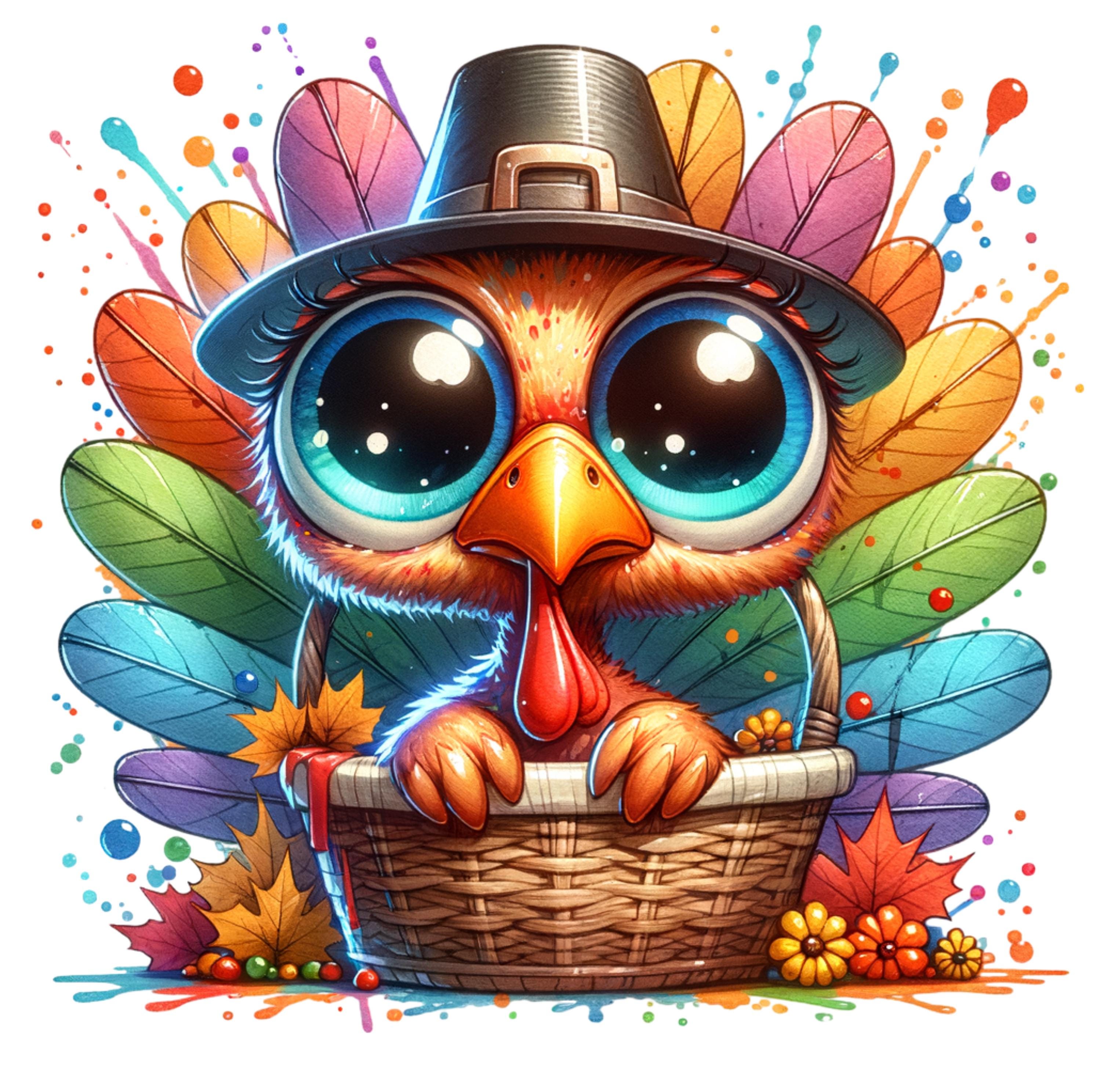 Thanksgiving Clipart, 8 Cute Turkey High Quality Jpgs, Colorful Turkey ...