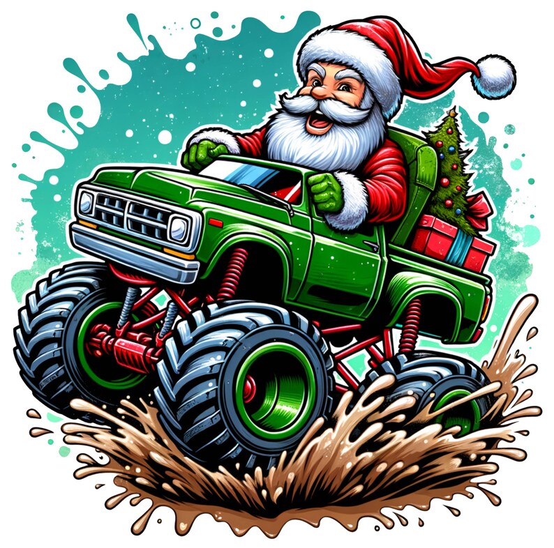 Funny Santa Clipart 5 Christmas Monster Truck High Quality S