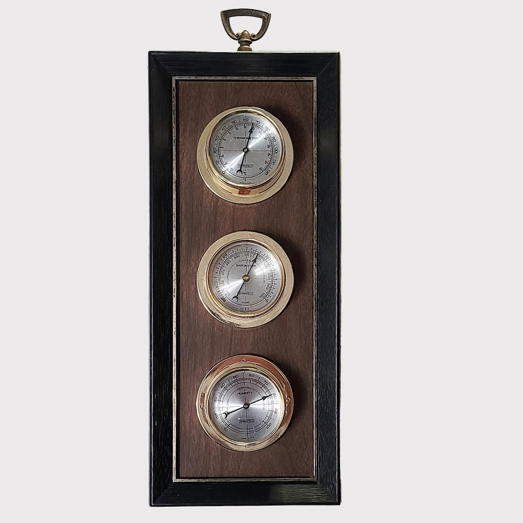 Vintage 1960s SPRINGFIELD Weather Station Thermometer, Barometer ...