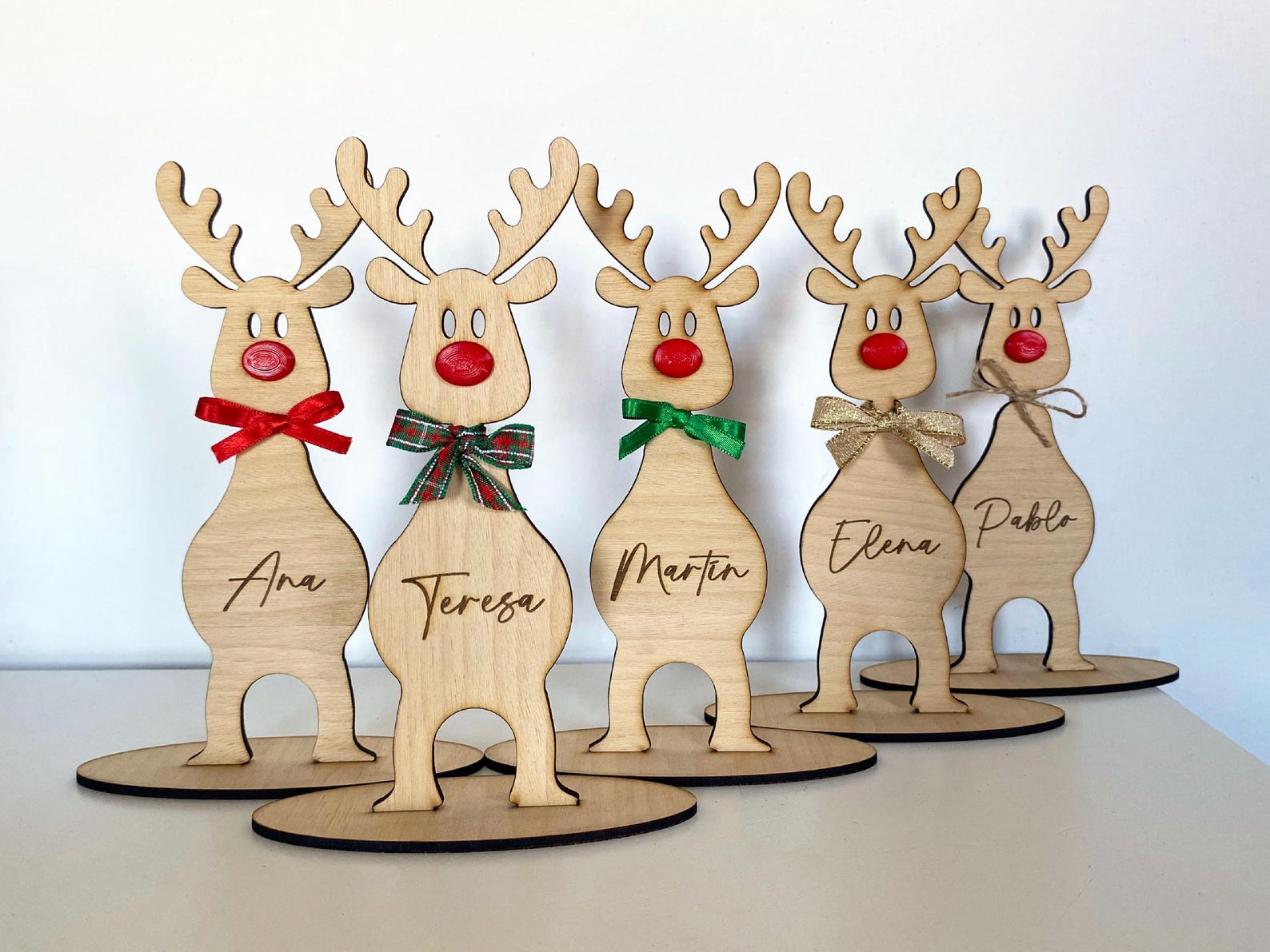 Personalized Wooden Reindeer Place Card. Christmas Name Tag. Christmas ...