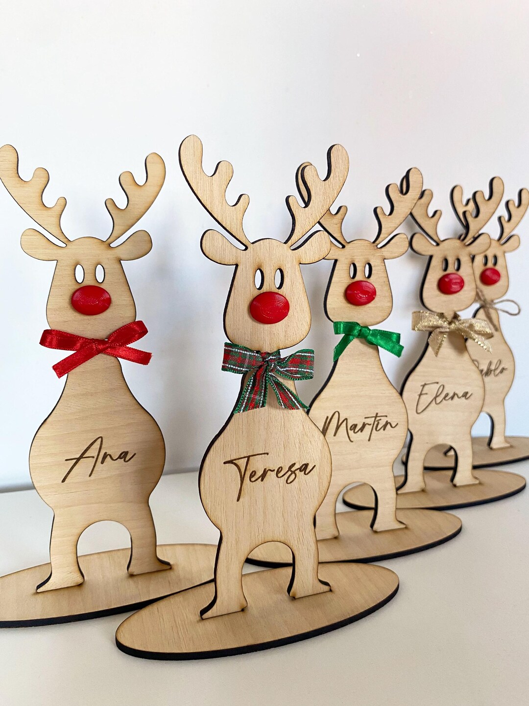 Personalized Wooden Reindeer Place Card. Christmas Name Tag. Christmas ...