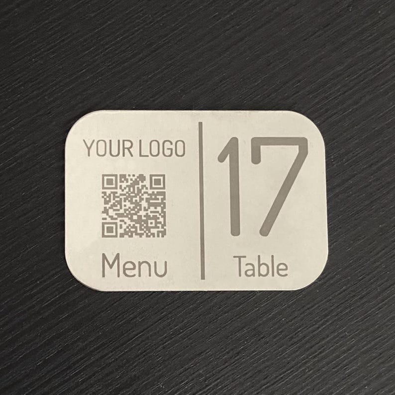 Laser Engraved Metal QR Code, Restaurant Table Number Tag. - Etsy