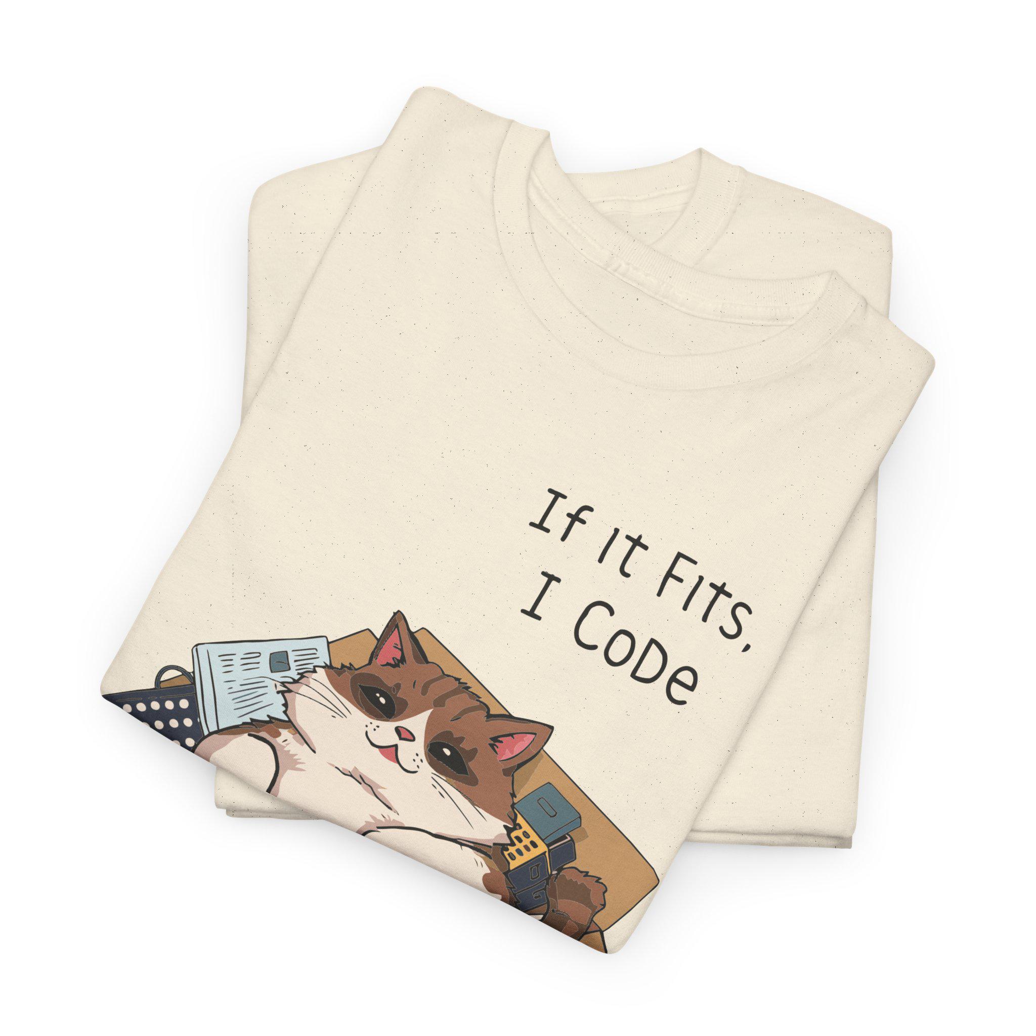 If It Fits, I Code Shirt, Funny Cat Programming Shirt, Unisex Developer Tee, Cat Lover ...