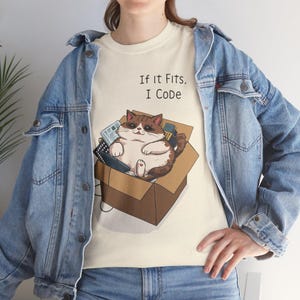 If It Fits, I Code Shirt, Funny Cat Programming Shirt, Unisex Developer Tee, Cat Lover ...