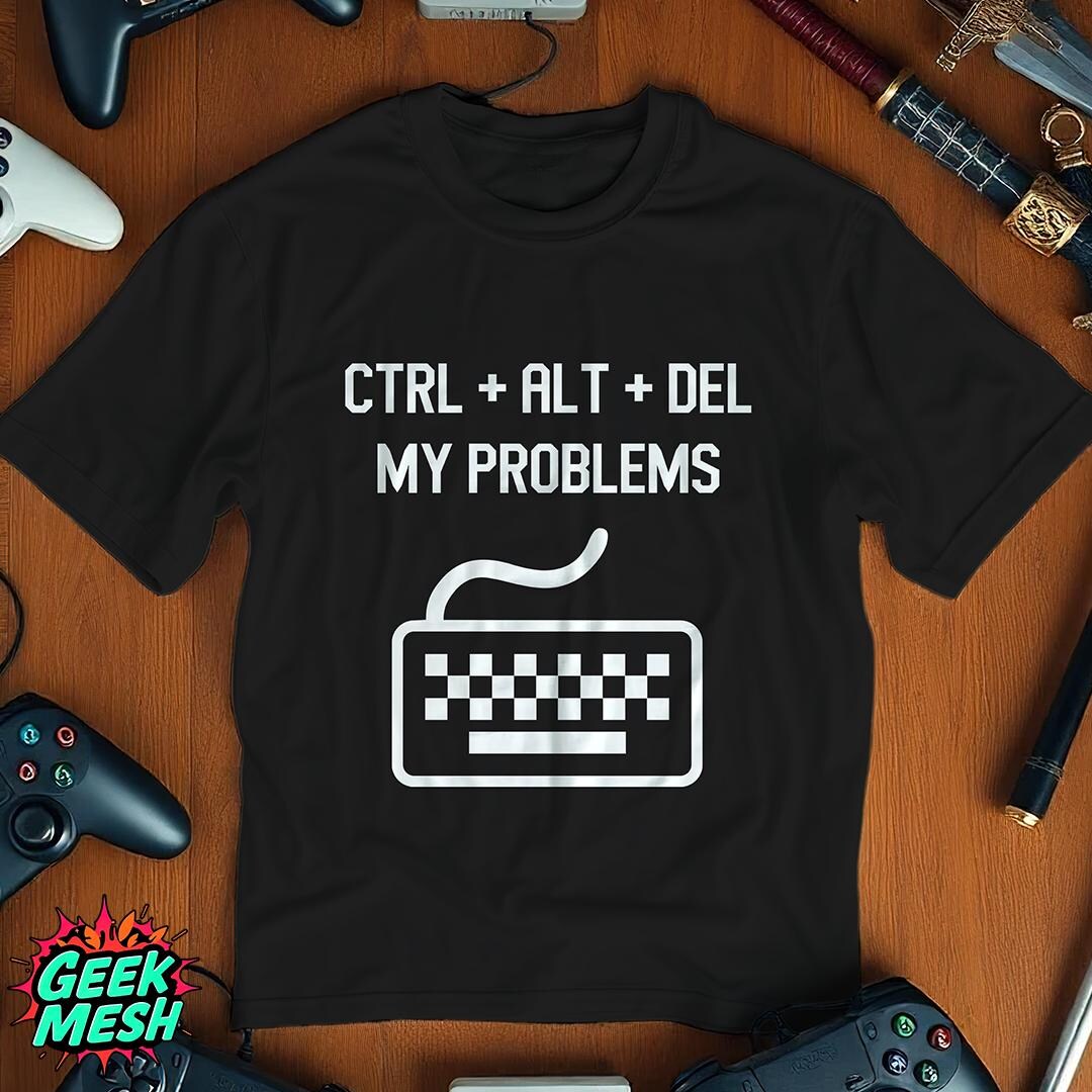 Ctrl Alt Del My Problems Shirt, Funny Black T-shirt, Keyboard Icon Shirt, Unisex Geek Gift ...