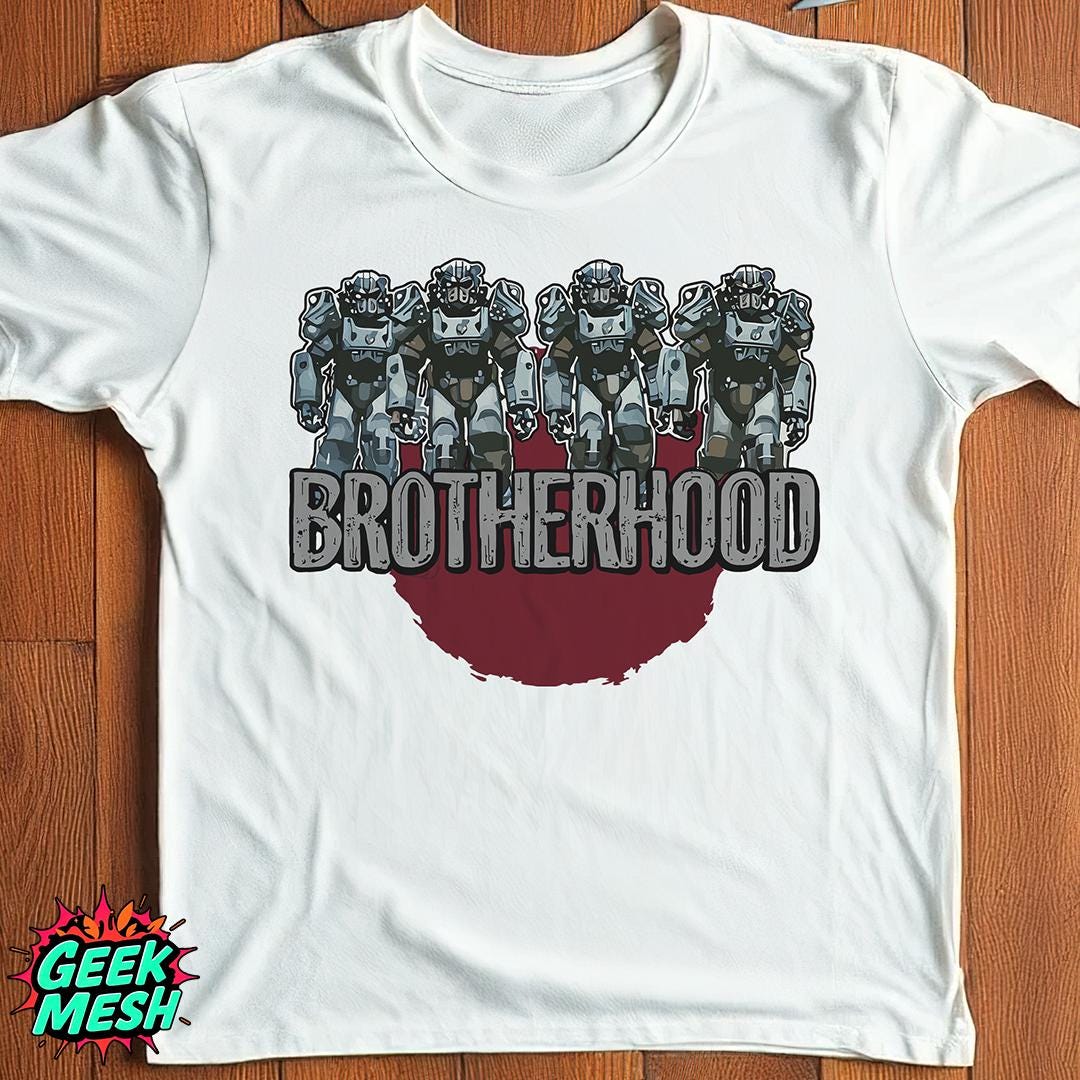 Brotherhood of Steel T-shirt, Fallout-inspired White Tee, Gaming ...