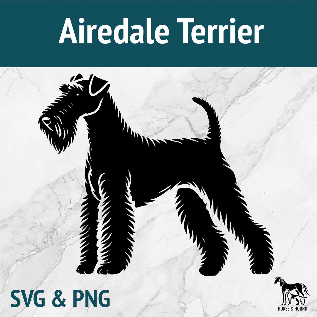 Airedale Terrier SVG: Dog Breed Silhouette Vector Clipart (digital ...
