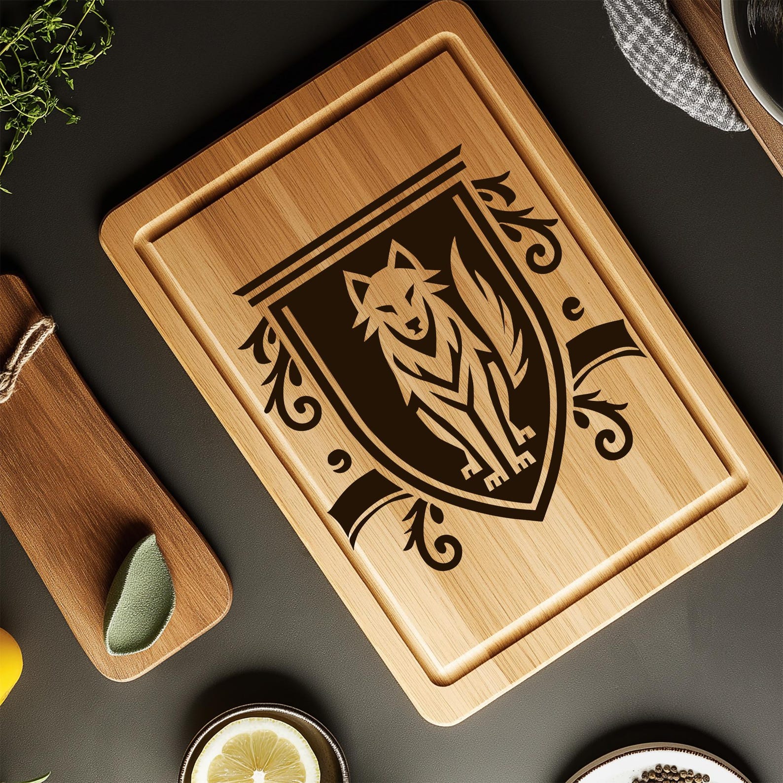 Heraldic Wolf Crest SVG Bundle: Laser Cut PNG File Bundle Family Shield ...