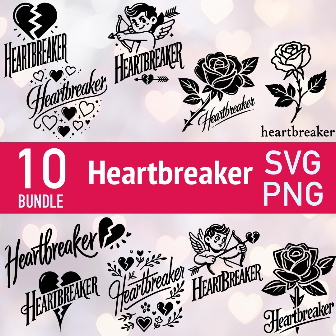 Heartbreaker SVG - Valentines SVG - Laser Cut File Bundle - Cupid Heart ...