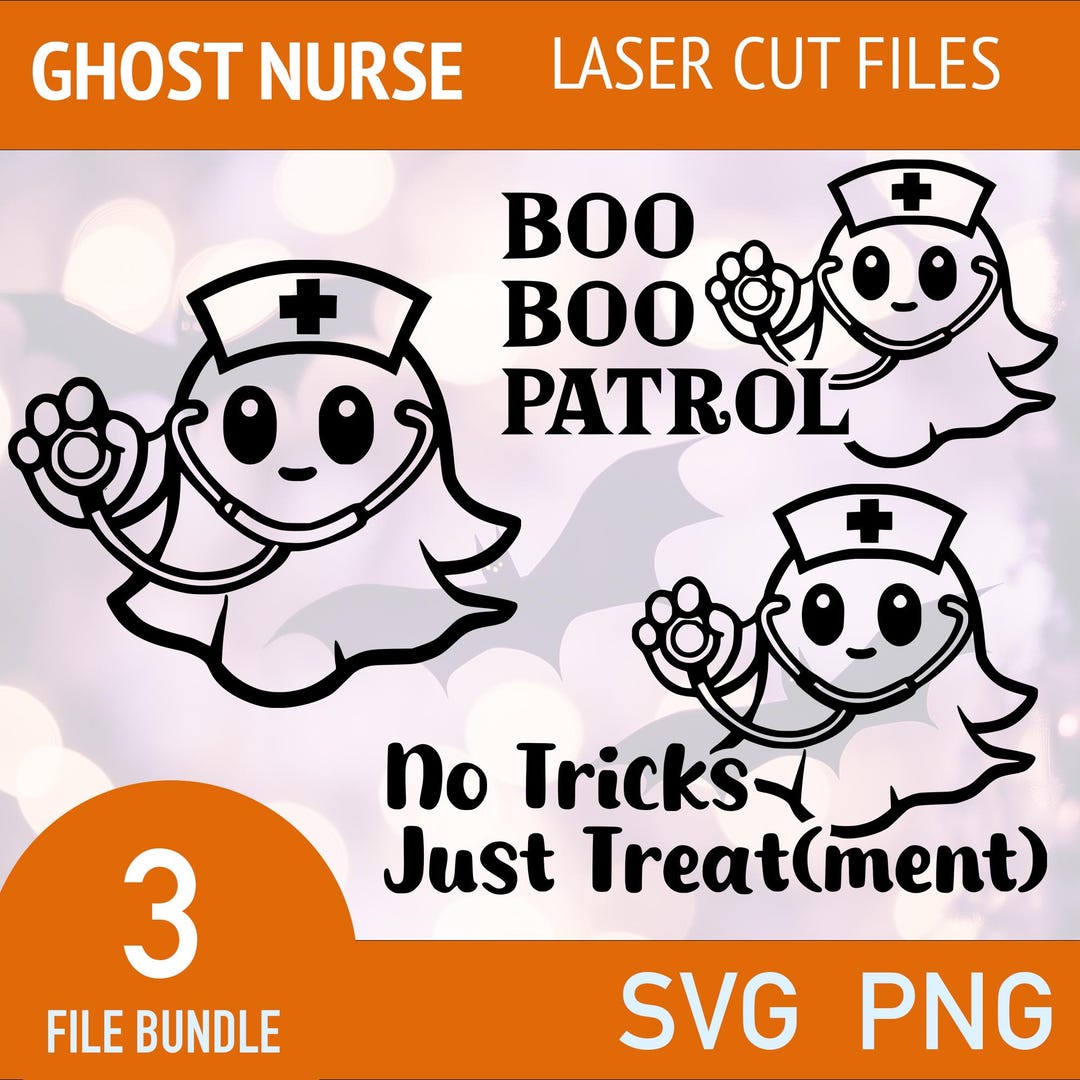 Ghost Nurse SVG, Cute Boo Halloween, Hospital Laser Cut File Bundle ...