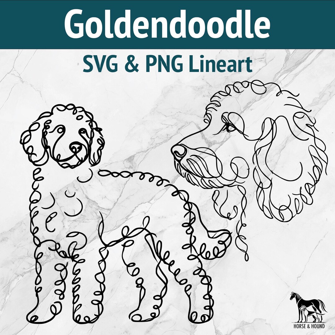 Goldendoodle Lineart SVG - Doodle Dog Line Art PNG Vector Clipart ...