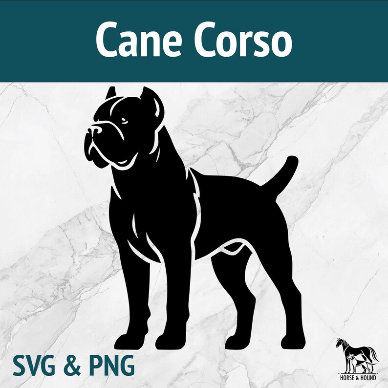 Cane Corso SVG: Italian Mastiff Silhouette, Laser Cut File (SVG & PNG ...