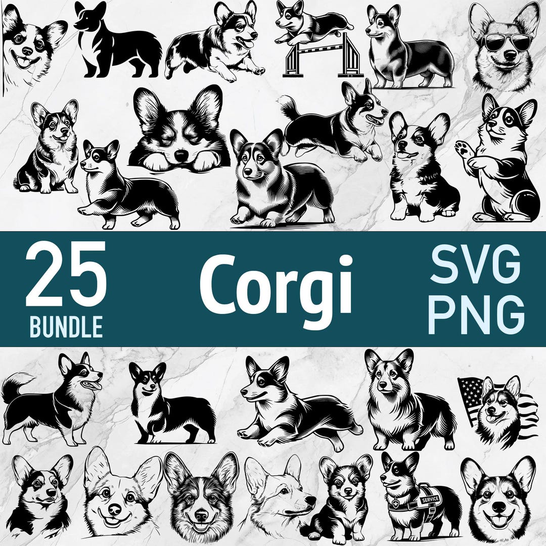 Corgi SVG Bundle: Puppy Head Vector Clipart (laser Cut Files) - Etsy