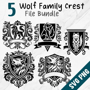 Heraldic Wolf Crest SVG Bundle: Laser Cut PNG File Bundle Family Shield ...