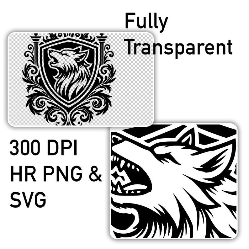 Heraldic Wolf Crest SVG Bundle: Laser Cut PNG File Bundle Family Shield ...
