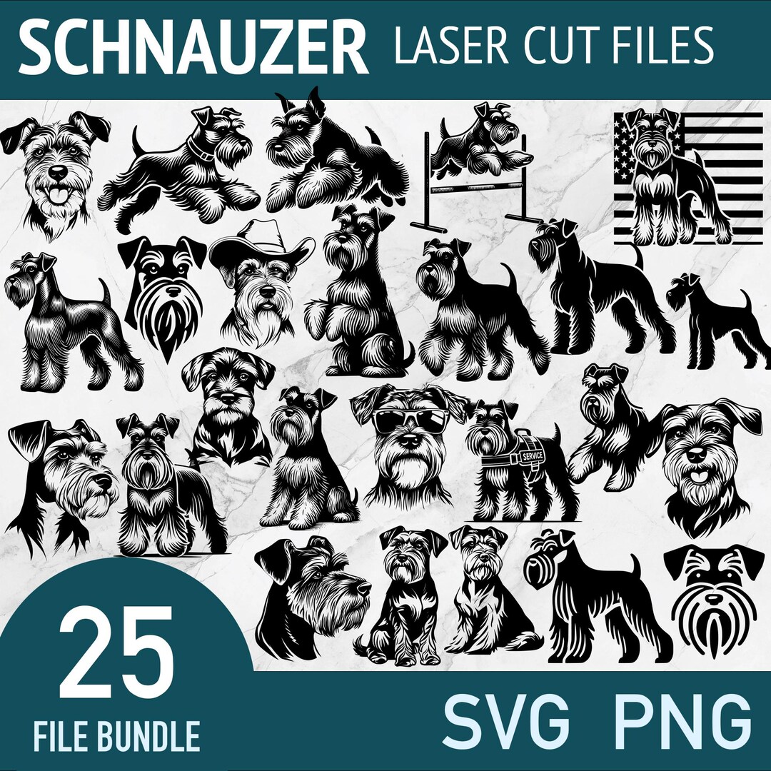 Schnauzer SVG - Mini Schnauzer SVG - Giant Dog Laser Cut File Bundle ...