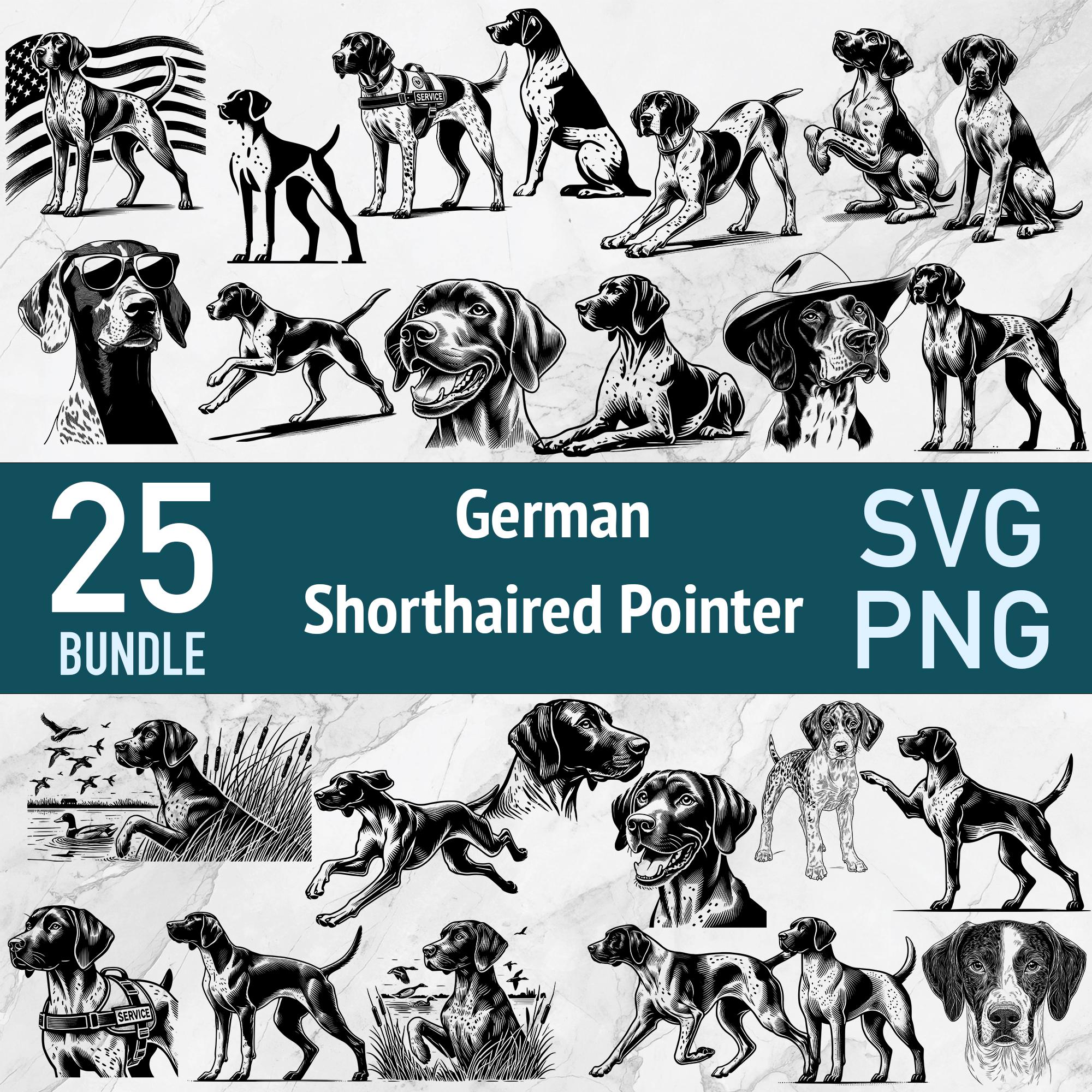 German Shorthaired Pointer SVG Bundle: Dog Laser Cut Files (25 Designs ...