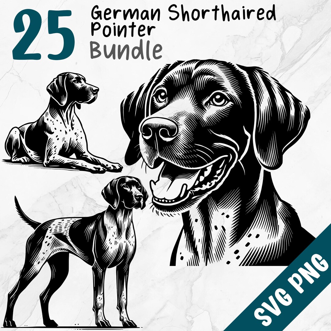 German Shorthaired Pointer SVG Bundle: 25 Dog Designs (digital Download ...