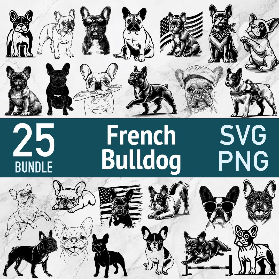 French Bulldog SVG - Dog Breeds SVG Bundle - Frenchie Laser Cut File ...