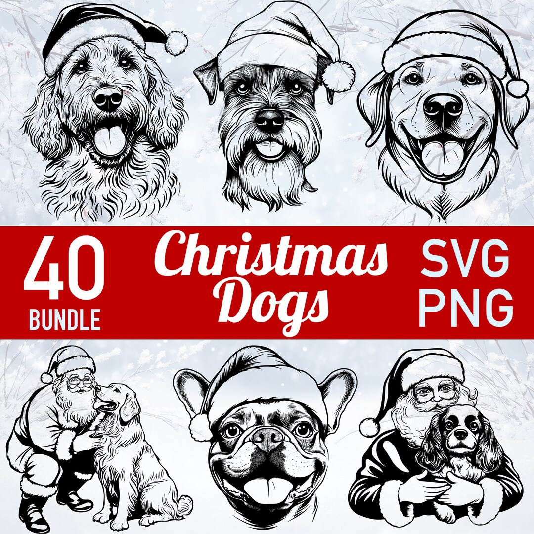 Christmas Dog Breed SVG Bundle: 40 Santa Cut Files (cricut, Glowforge ...