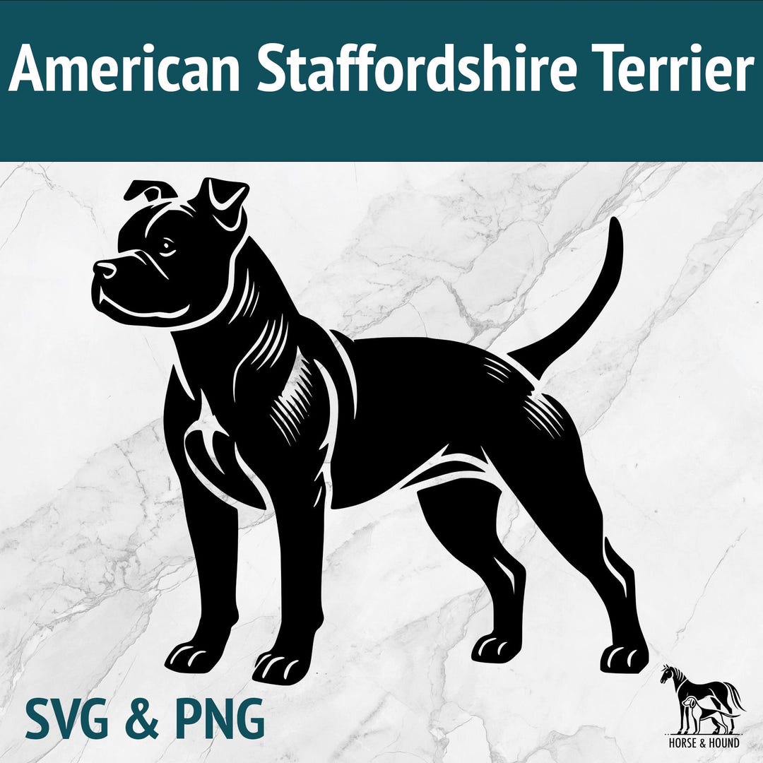 American Staffordshire Terrier SVG: Dog Silhouette Clipart (digital ...