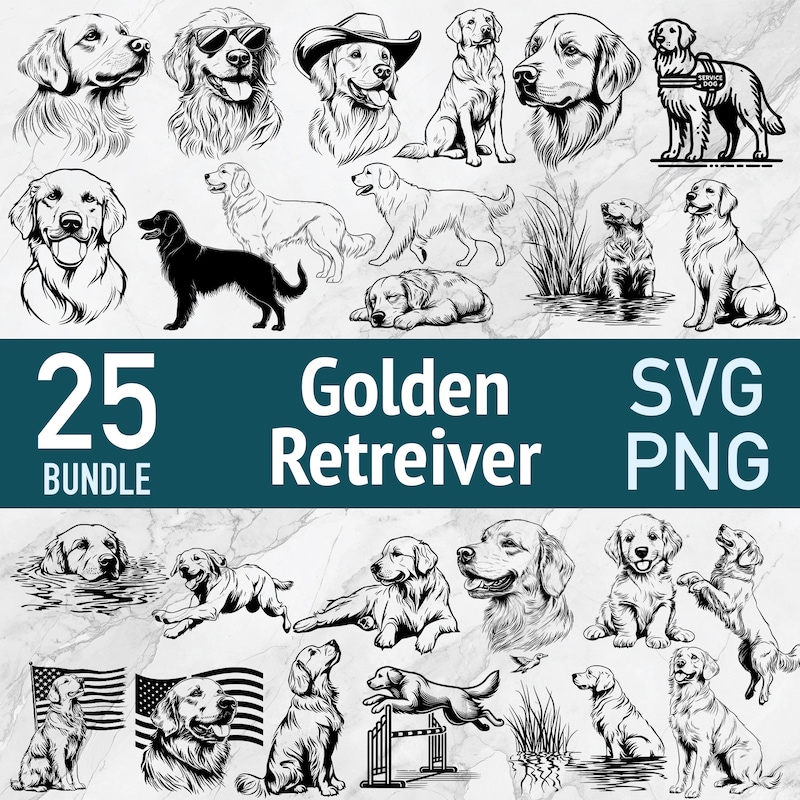 Golden Retriever Svg - Etsy