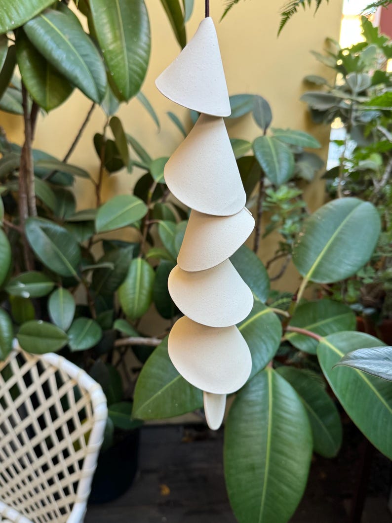 Handmade Ceramic Wind Chime - 5 Tier, off White Clay Bells - Etsy