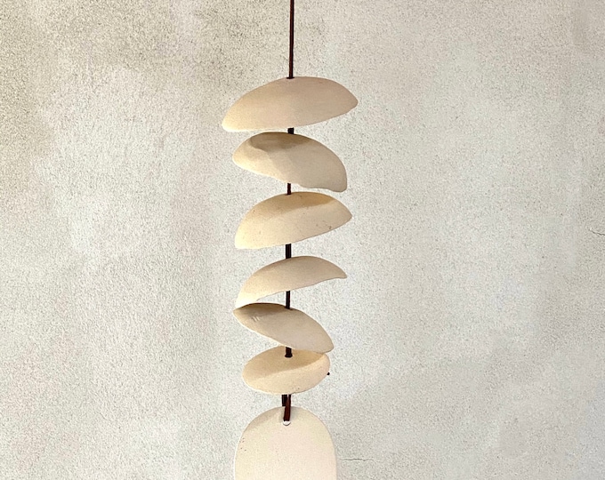 One White Clay- Ceramic Wind Chime- Handmade -wind Chime-patio- Wedding ...