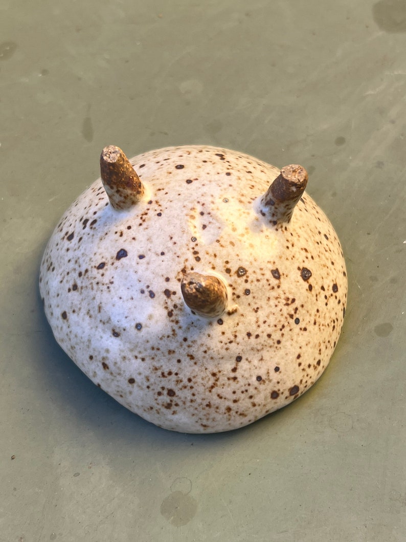 Ceramic Tripod Bowl With Teak Spoon, Pottery Condiment,spice Bowl ...
