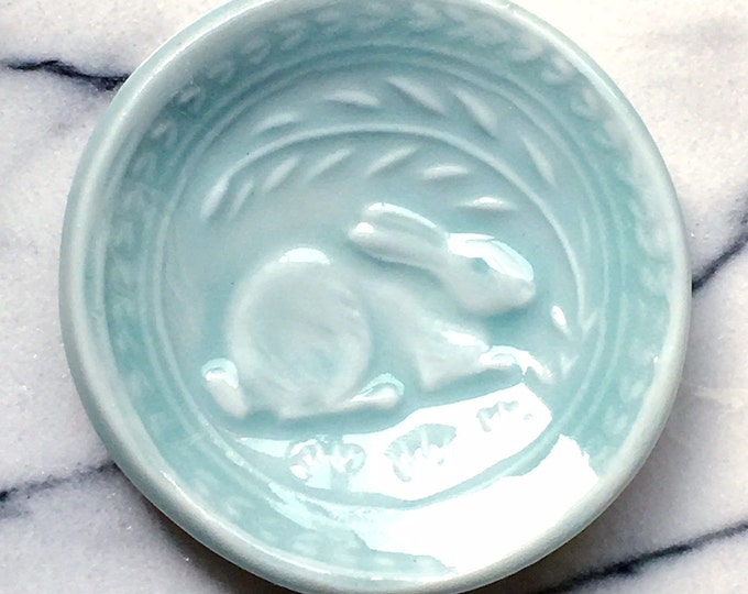 Easter Bunny Dish,porcelain Pottery,bunny Dish,robin's Egg Blue,easter ...