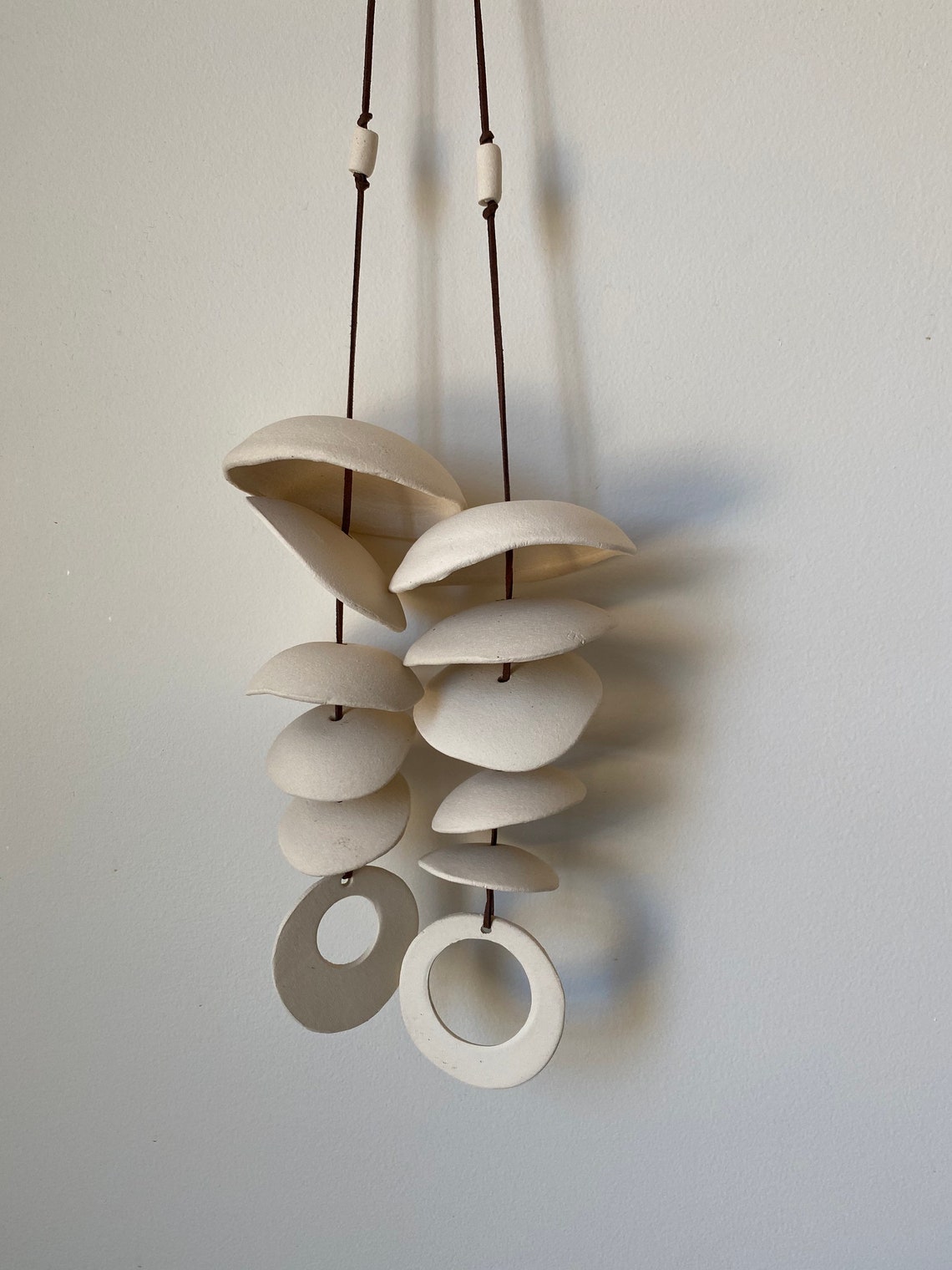 One White clay Ceramic wind chime Handmade wind | Etsy