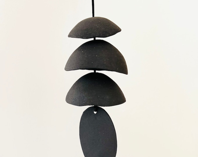 One Black Clay- Ceramic Wind Chime Bell-wind Chime-patio- Wedding Gift ...