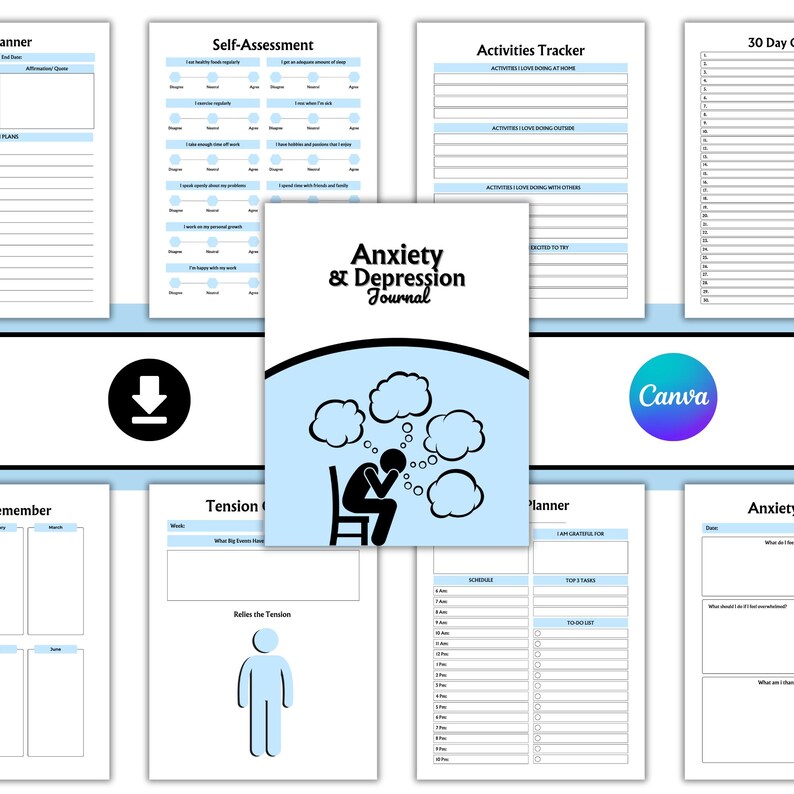 Anxiety and Depression Journal | Self-care Planner (PDF Instant ...